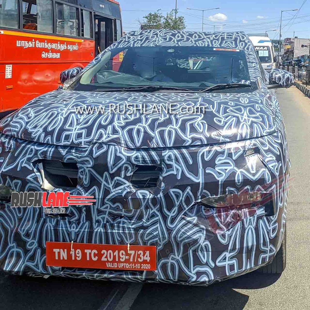 Renault Kiger Compact SUV Front Fascia Partially Revealed